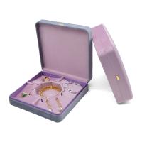 China Luxury Velvet Solid Printed Classic Necklace Gold Buckle Rectangle Travel Set Jewelry Box Valentine's Day Customized Plastic for sale