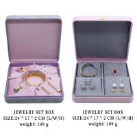 China Luxury Velvet Solid Printed Classic Necklace Gold Buckle Rectangle Travel Set Jewelry Box Valentine's Day Customized Plastic for sale