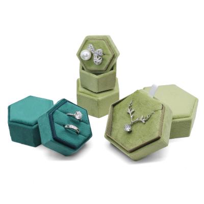 China Customized Logo Hexagonal Velvet Mini Ring Box  Jewelry Display with Luxury Display for sale