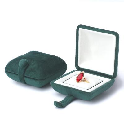 China Best-selling Luxury Dark Green Velvet Square Customized Jewelry Packaging Display Ring Box for Necklace Earrings Bracelet for sale