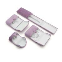 China Factory Wholesale High-end Velvet Customized Color Jewelry Set Hidden Button Open Square Earrings Pendant Necklace Bracelet Box for sale