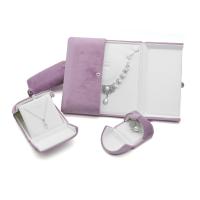 China Factory Wholesale High-end Velvet Customized Color Jewelry Set Hidden Button Open Square Earrings Pendant Necklace Bracelet Box for sale