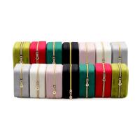 China Tufeng Luxury Customized Logo Small Portable Square Zipper Closure Velvet Jewelry Ring Earrings Necklace Storage Box Display for sale