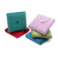 China Factory Customized Luxury Jewelry Box Plastic + Velvet Modern Buttons Burgundy Square Chain Customized Logo Ring Necklace for sale