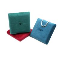 China Factory Customized Luxury Jewelry Box Plastic + Velvet Modern Buttons Burgundy Square Chain Customized Logo Ring Necklace for sale