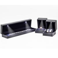 China Luxury Black Customized Jewelry Box LED Light Ring Box Velvet Necklace Jade Bracelet Earrings Jewelry Packaging Box Wholesale for sale