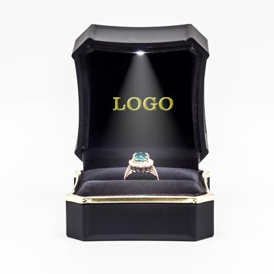 China Luxury Ring Box with LED Light Velvet Necklace Earrings Jewelry Packaging Customized Jewelry Box Factory for sale