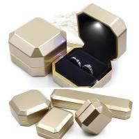 China Factory champagne Stock High-quality LED Square Octagonal Velvet Jewelry Box Necklace Bracelet Earrings Packaging Wholesale for sale