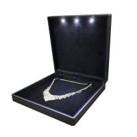 China High-End LED Light Jewelry Packaging Box Large Chain Necklace Box with Custom Logo Factory Wholesaled Square Pattern for sale