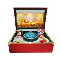 China Luxury Handmade Square Velvet Jewelry Box with LED Music Gift Set for Rotary Ring Necklace Custom Music for sale