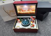 China Luxury Handmade Square Velvet Jewelry Box with LED Music Gift Set for Rotary Ring Necklace Custom Music for sale