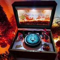 China Luxury Handmade Square Velvet Jewelry Box with LED Music Gift Set for Rotary Ring Necklace Custom Music for sale