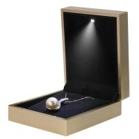 China Premium Emerald & Jewelry Packaging Factory Wholesale Luxury Square Plastic Box with LED Light & Custom Logo for sale