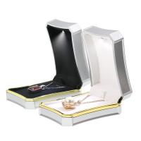 China Customizable Factory Luxury Square LED Light Velvet Lining Necklace Jewelry Box Gift Box for Premium Jewelry Packaging for sale