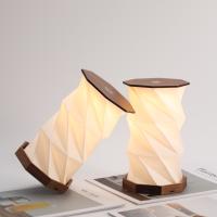 China Wooden Pleated Origami Paper Lamp Round 700mah OEM for sale