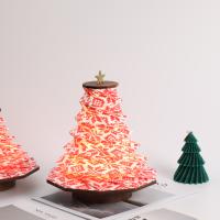 China Origami Tyvek Paper Christmas Tree Shaped Light Lamp Standing Foldable Home Decor for sale