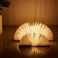 China Hanging Wooden Jellyfish Origami Pleated Paper Lamp LED Reading Light for sale