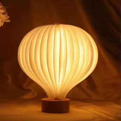China Wooden Nightstand Balloon Paper Lantern Lamp For Bedroom 3.7V for sale