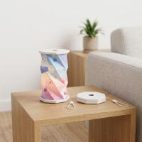 China Rechargeable Origami Mini Rotating Paper Lamp Desk Lights E26 Touch Control Birthday Gift for sale