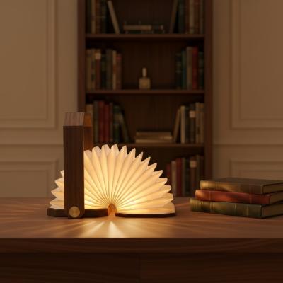 China Wooden Handheld LED Ginkgo Accordion Light Reading Lamp 4100K Eco Friendly for sale