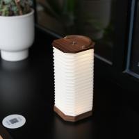 China Eco Friendly Camping Table Accordion Light 12V Walnut Wooden Frame for sale