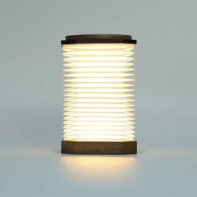 China ODM Gingko Smart Accordion Floor Lamp Wooden LED Reading Light For Bedroom for sale
