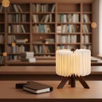 China Modern Handmade Curved Paper Origami Table Lamp LED Night Light For Office for sale