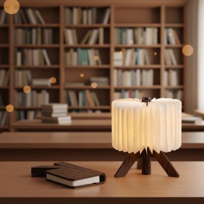 China Modern Handmade Curved Paper Origami Table Lamp LED Night Light For Office for sale