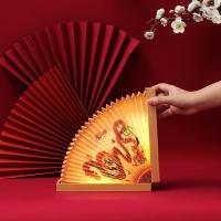 China Custom Folding Paper Lamp Desk Fan Lights Gift UV Printing 1100mA for sale