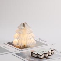 China Small Rotating Wood Led Christmas Paper Lamp 700mAh Christmas Tree Shaped for sale