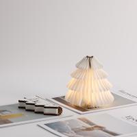 China Small Rotating Wood Led Christmas Paper Lamp 700mAh Christmas Tree Shaped for sale