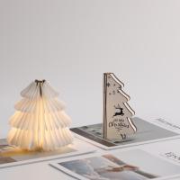 China Small Rotating Wood Led Christmas Paper Lamp 700mAh Christmas Tree Shaped for sale
