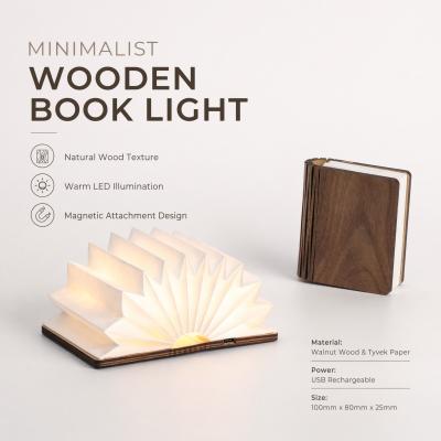China Cartoon Style Foldable Paper Lamp Magnet Cute Wooden Fridge Light RGB & Warm Rechargeable Adorable Night Light for Kids' Room for sale