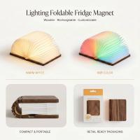 China Cartoon Style Foldable Paper Lamp Magnet Cute Wooden Fridge Light RGB & Warm Rechargeable Adorable Night Light for Kids' Room for sale