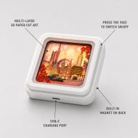 China Switch-Shaped Magnetic Click Light 3D Paper-Cut Scenic Fridge Magnet Lamp USB Rechargeable LED Night Light Travel Souvenir for sale