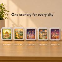 China Switch-Shaped Magnetic Click Light 3D Paper-Cut Scenic Fridge Magnet Lamp USB Rechargeable LED Night Light Travel Souvenir for sale