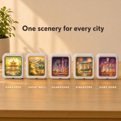 China Custom Scenic Design Magnetic Click Light 3D Paper-Cut Fridge Magnet Souvenir LED Lamp OEM for Tourist Gift Shops for sale