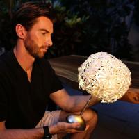 China Minimalist Metal Base LED Flower Ball Table Lamp USB-C Rechargeable 6-8Hrs Night Light Adjustable Desk Lamp for Bedside for sale