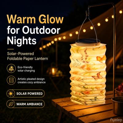 China 2026 New Product HDPE OEM ODM Solar Garden Lights Outdoor Waterproof Foldable Paper Lantern 1800mAh Battery for Yard Patio for sale
