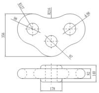 China Curve Triangular Boat Chainplates Chafe Chain Plate 356mm Size for sale