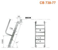 China Aluminium Inclined Marine Ladder Anti Slip 500mm-600mm Step Width 800mm-3000mm Length for sale