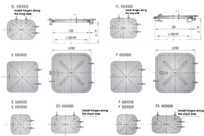 China Non Weathertight Steel Hatch Cover Single Sided Opening 450x630mm for Ship for sale