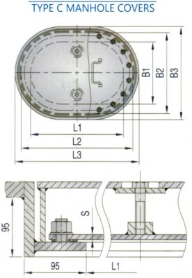 China Marine Manhole Cover Type C 800x600mm High Corrosion Resistance for Ships for sale