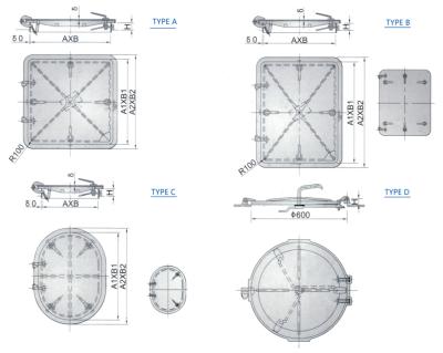 China CB732-68 Aluminum Watertight Boat Hatch Cover 500x500mm Marine Access Hatch for sale