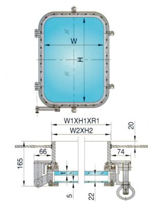 China A60 Class Fire Resistant Openable Rectangular Boat Window 560x800mm Custom Replacement for sale