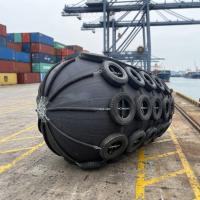 China ZHH Brand BV Certified Pneumatic Natural Rubber Marine Boat Ball Fender Black Heavy Duty Protection for sale