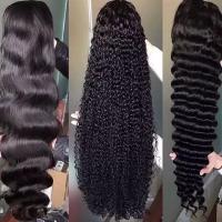China 180% Density Natural Hair Color 13x4 Frontal Wig With 100% Human Hair Direct for sale