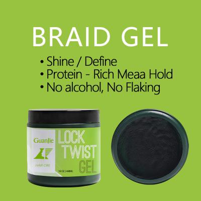 China Braid Gel Long lasting Edge Control Hair Gel 16oz Organic Nourishing Styling Firming Braiding Extra Hold Locking Gel for sale
