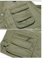 China Outdoor Men Multi Pocket Cotton Fishing Photography Jacket Vest Plus Size 5XL for sale