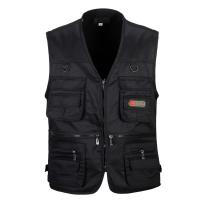 China Custom Design Men's Multi Pocket Cotton Fishing Photography Vest with Zipper Closure 8 Pockets for sale